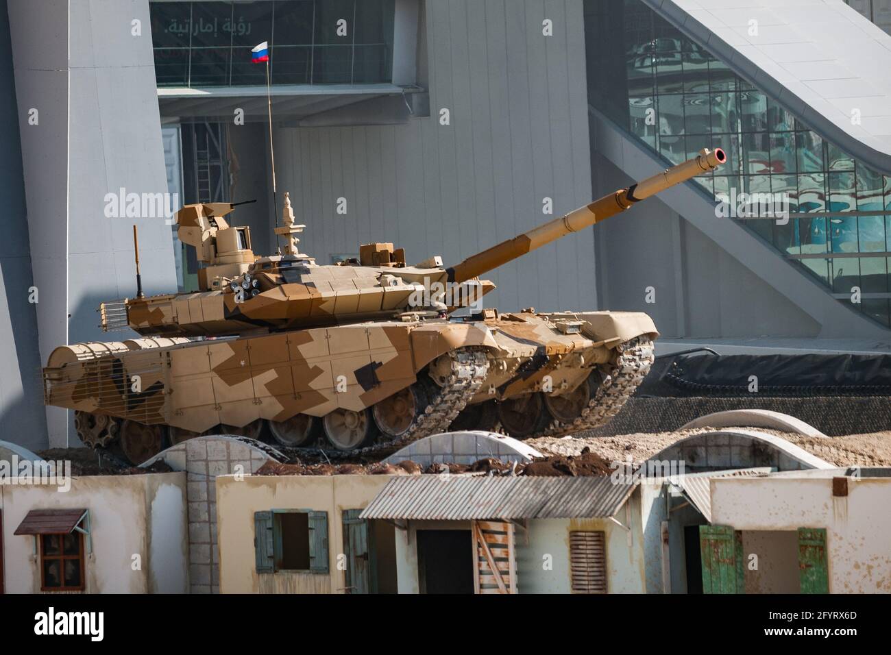 Abu Dhabi, UAE - Feb.20.2013: Rosoboronexport T-90MS MBT (Main Battle Tank) at IDEX 2013 ...