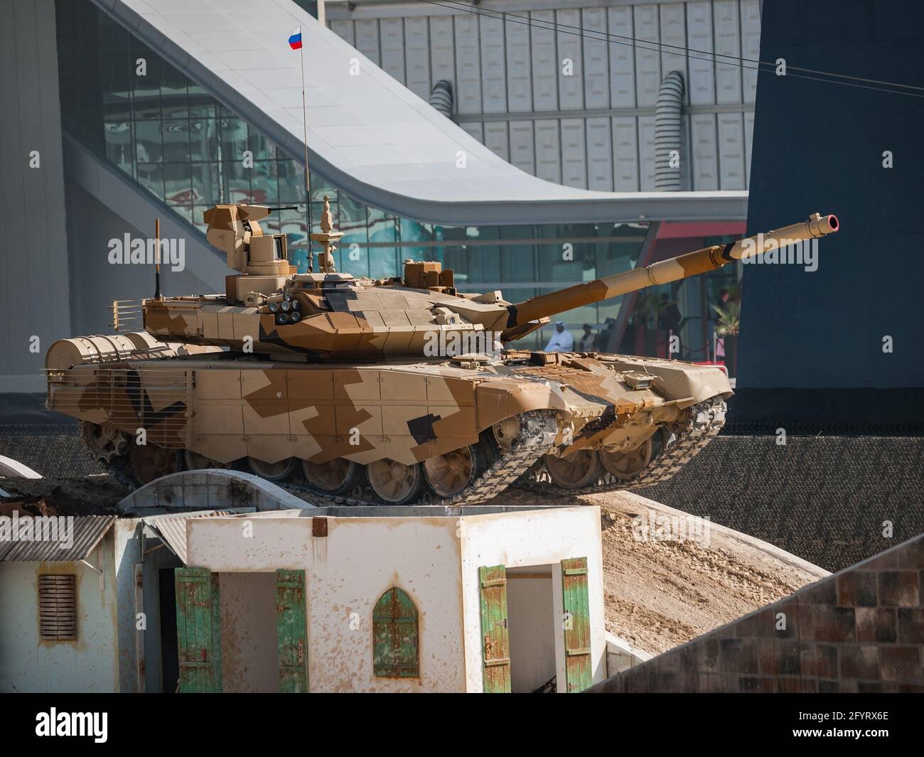 Abu Dhabi, UAE - Feb.20.2013: Rosoboronexport T-90MS MBT (Main Battle Tank) at IDEX 2013 ...