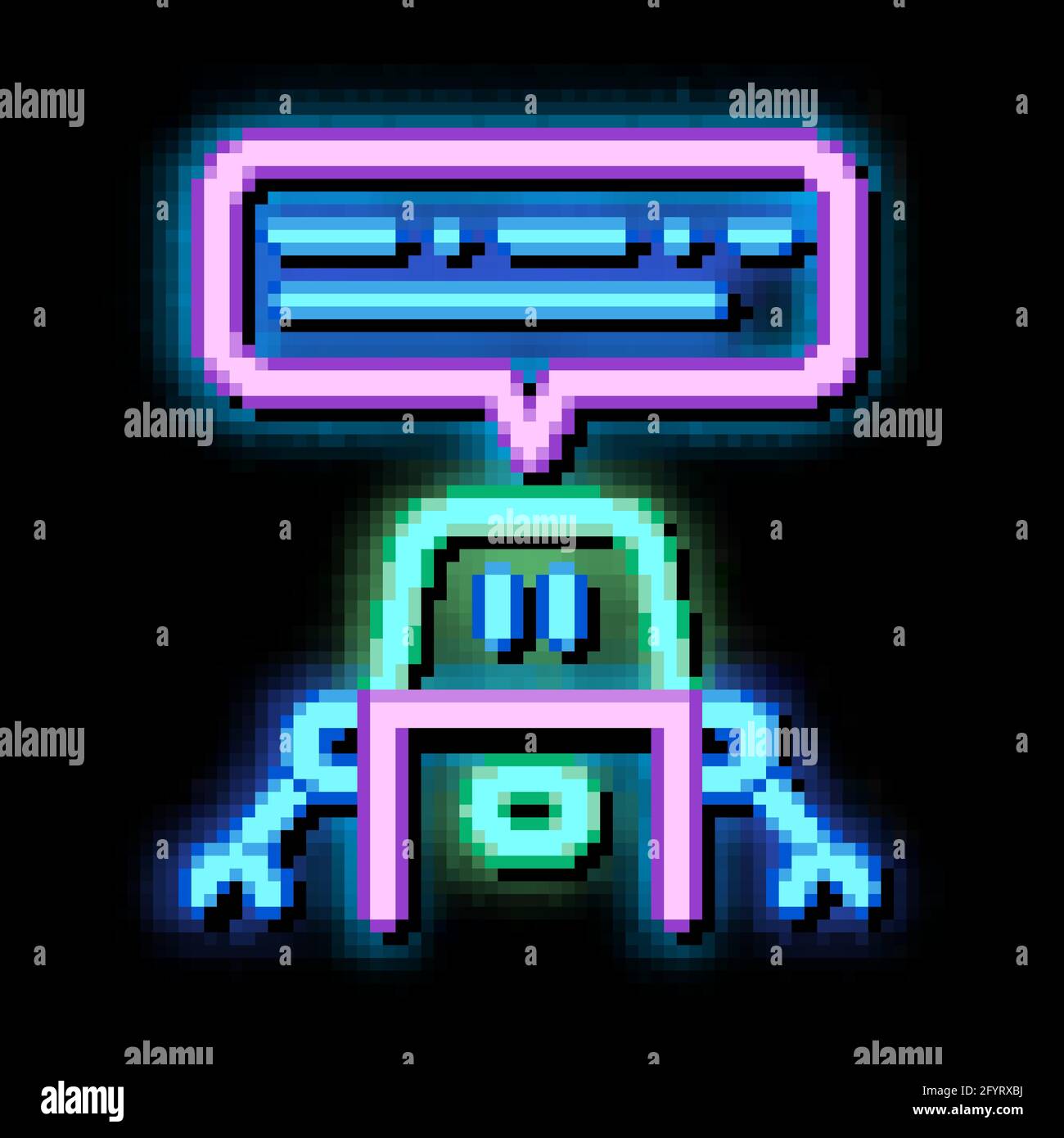 Artificial Intelligence Chat Bot neon glow icon illustration Stock ...