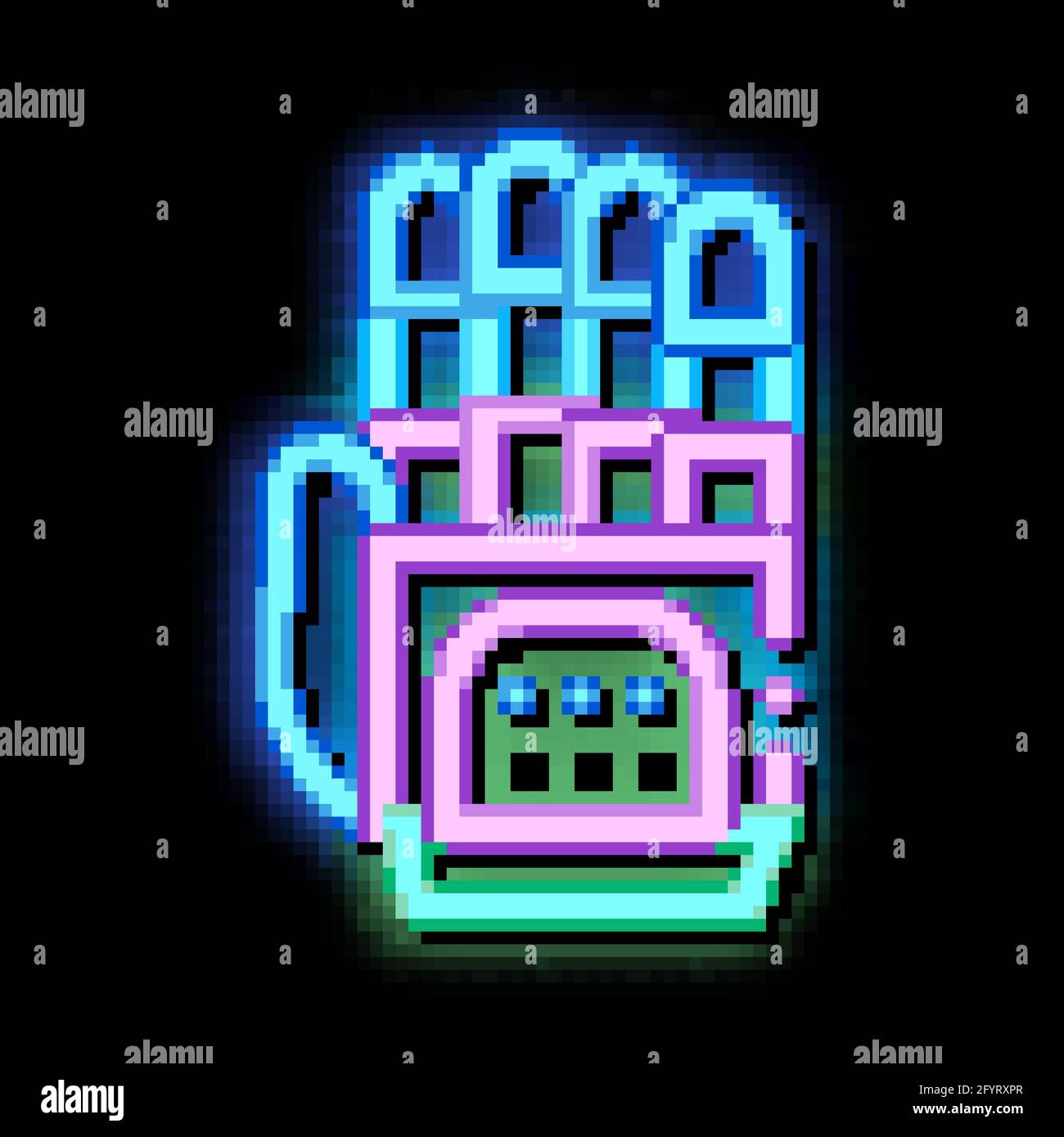 Cyber Hand Artificial Intelligence neon glow icon illustration Stock ...