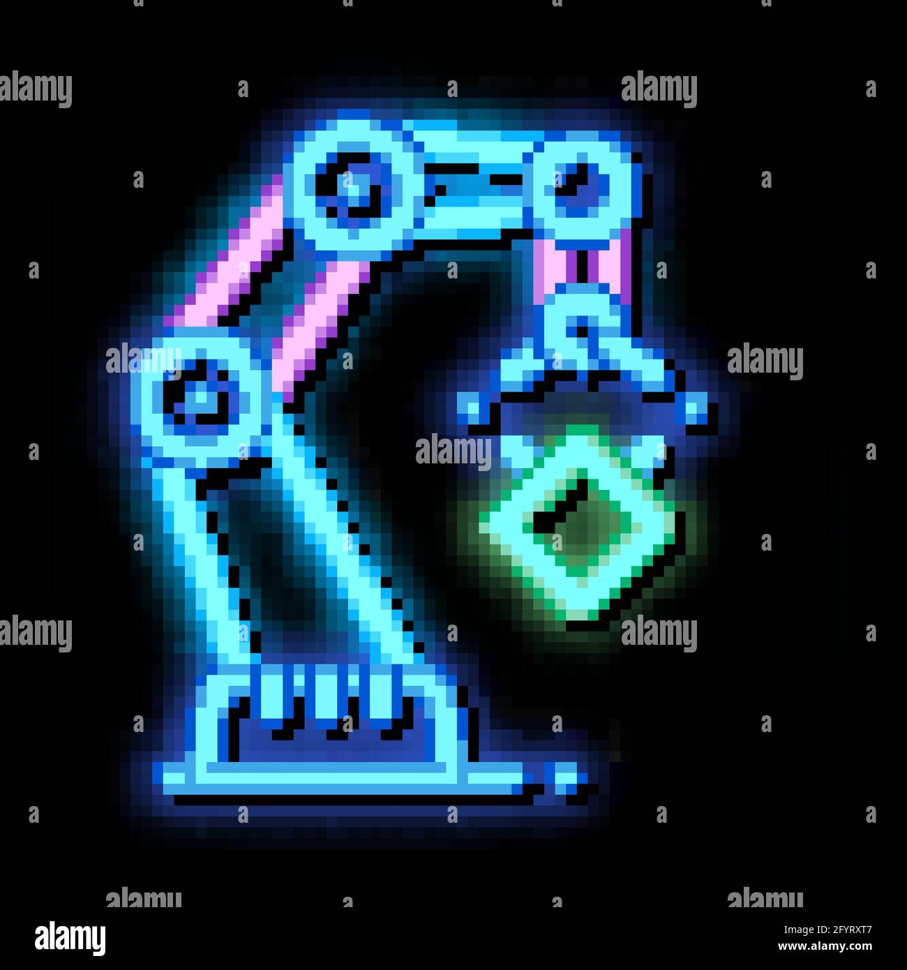 Mechanic Robot Transportation Crane neon glow icon illustration Stock ...