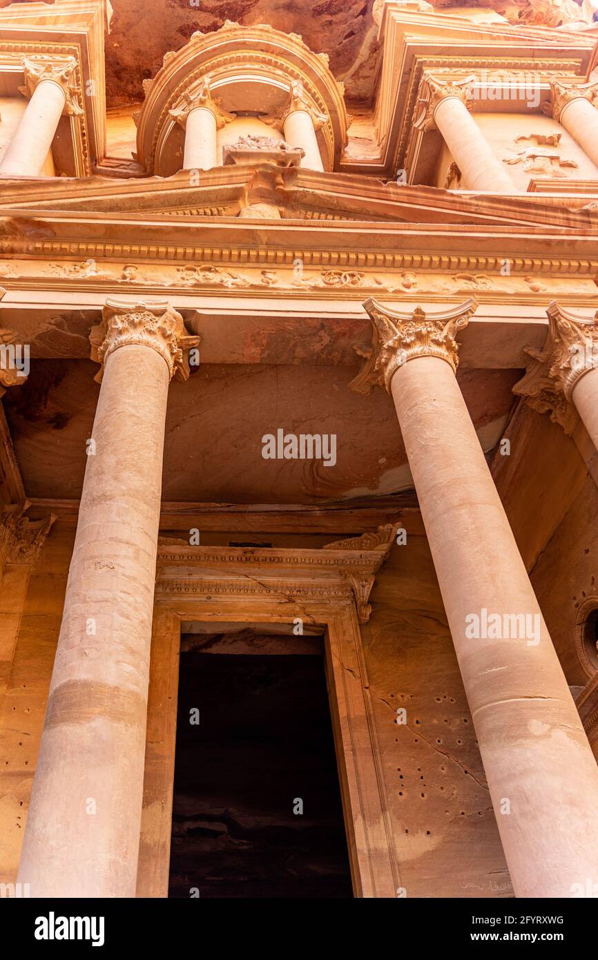 Low angle view of two central columns with Corinthian capitals ...