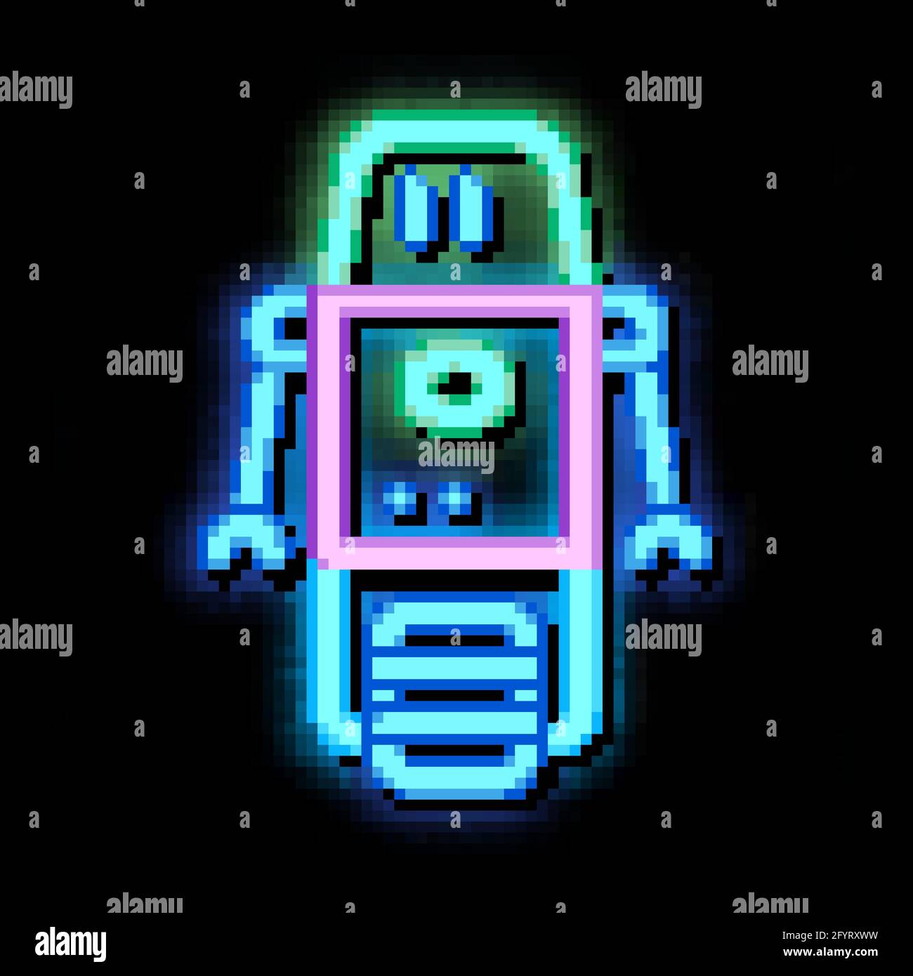 Artificial Intelligence Bot Wheel neon glow icon illustration Stock ...