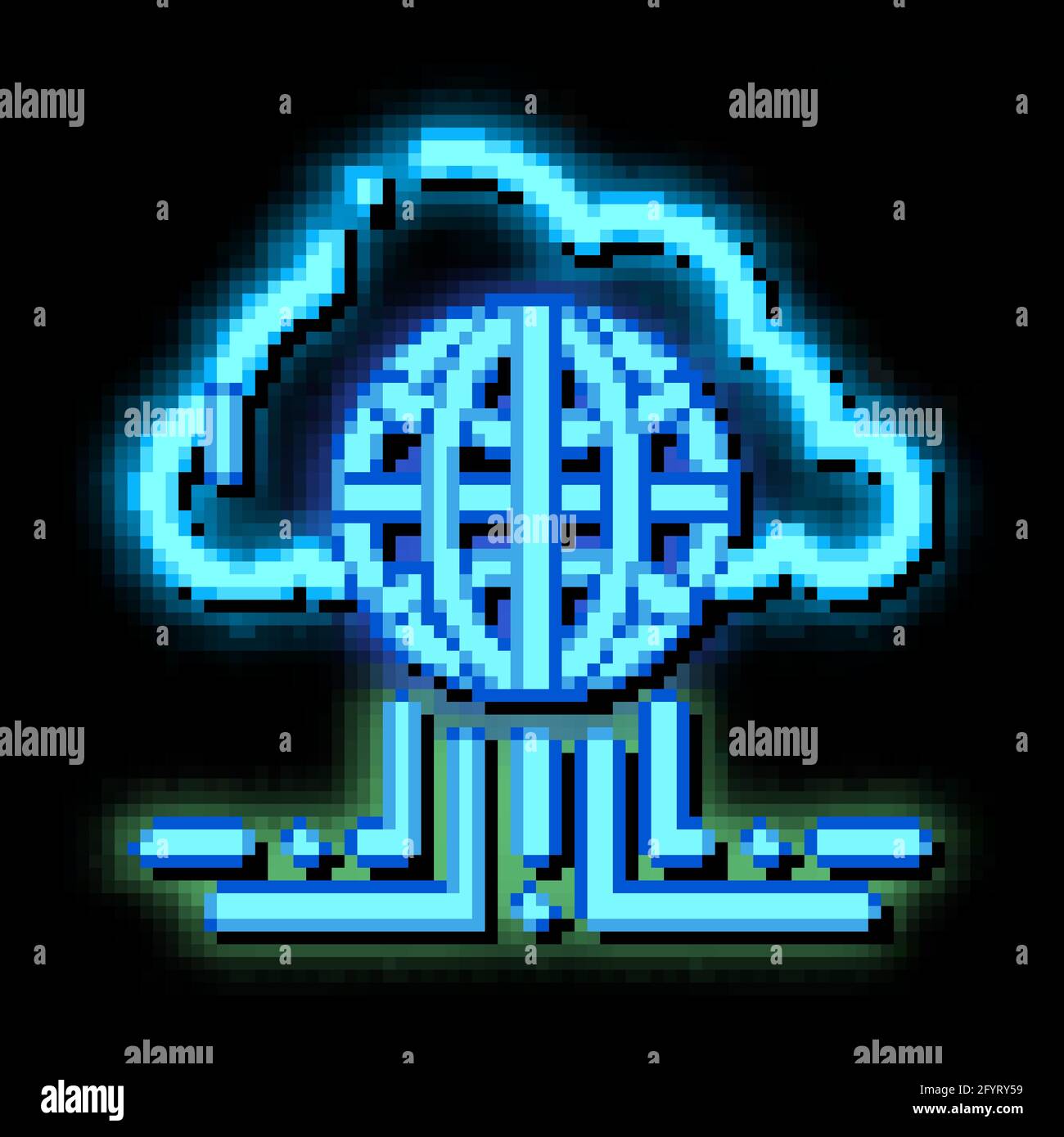 Global Internet Cloud Networking neon glow icon illustration Stock ...