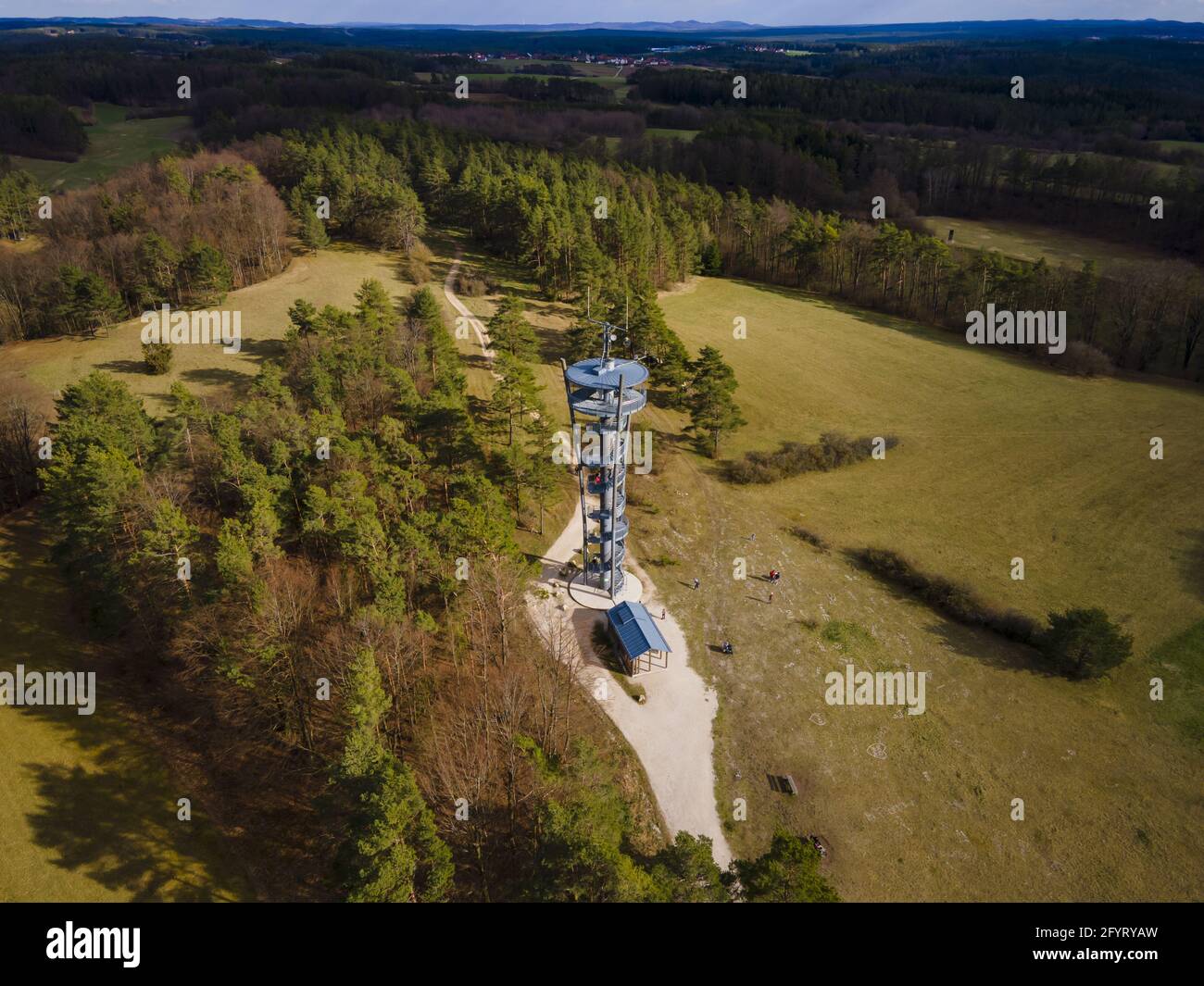 A bird's-eye view of an observation tower in the field Stock Photo - Alamy