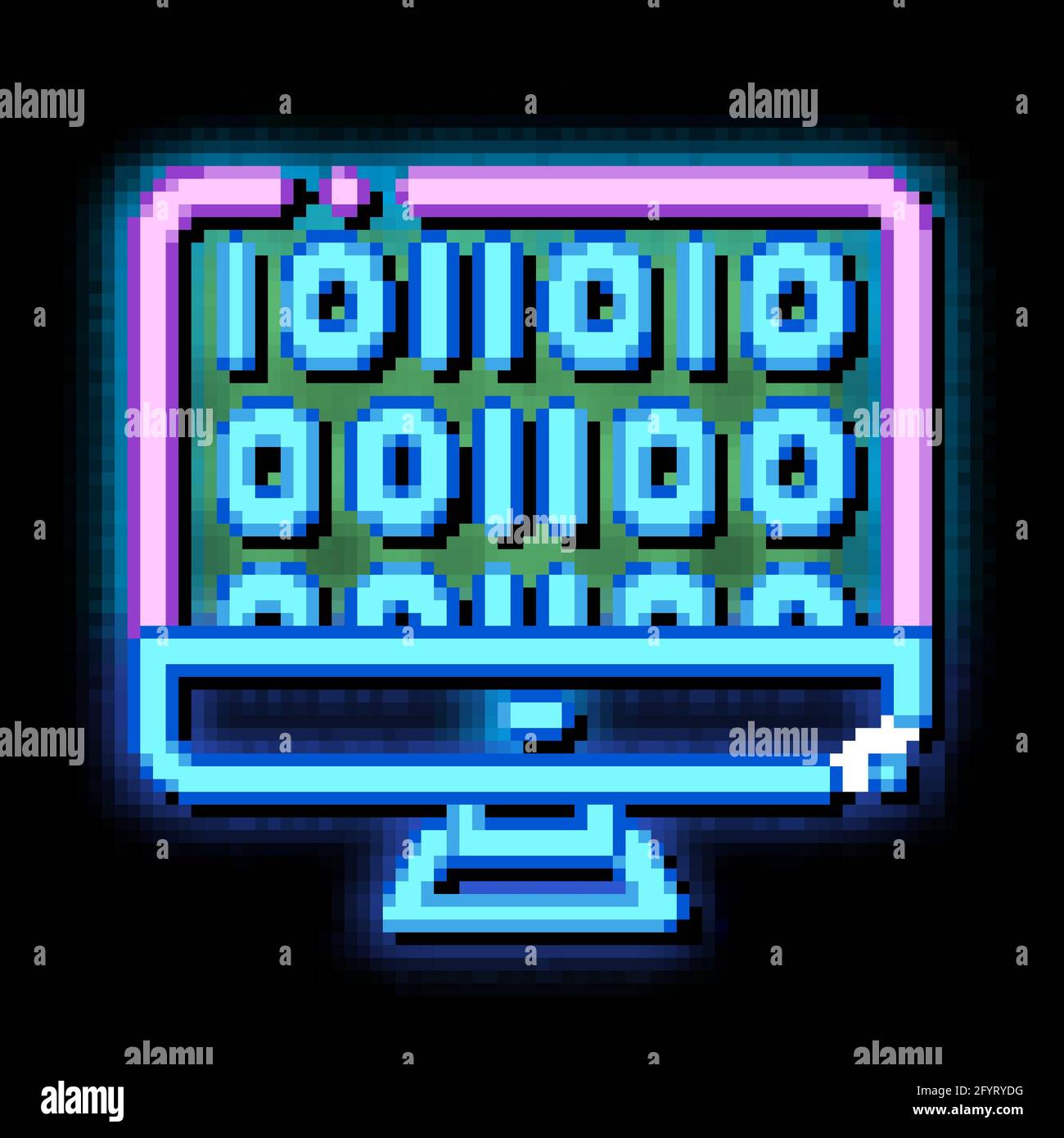 Artificial Intelligence Binary Code neon glow icon illustration Stock ...