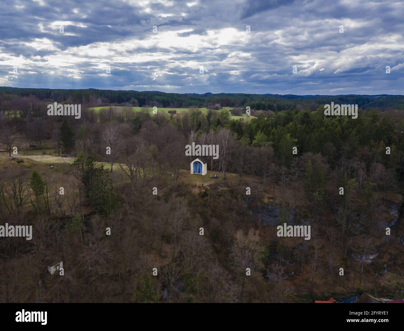 A beautiful landscape seen from Kirkilai Lakes Observation Tower on a ...