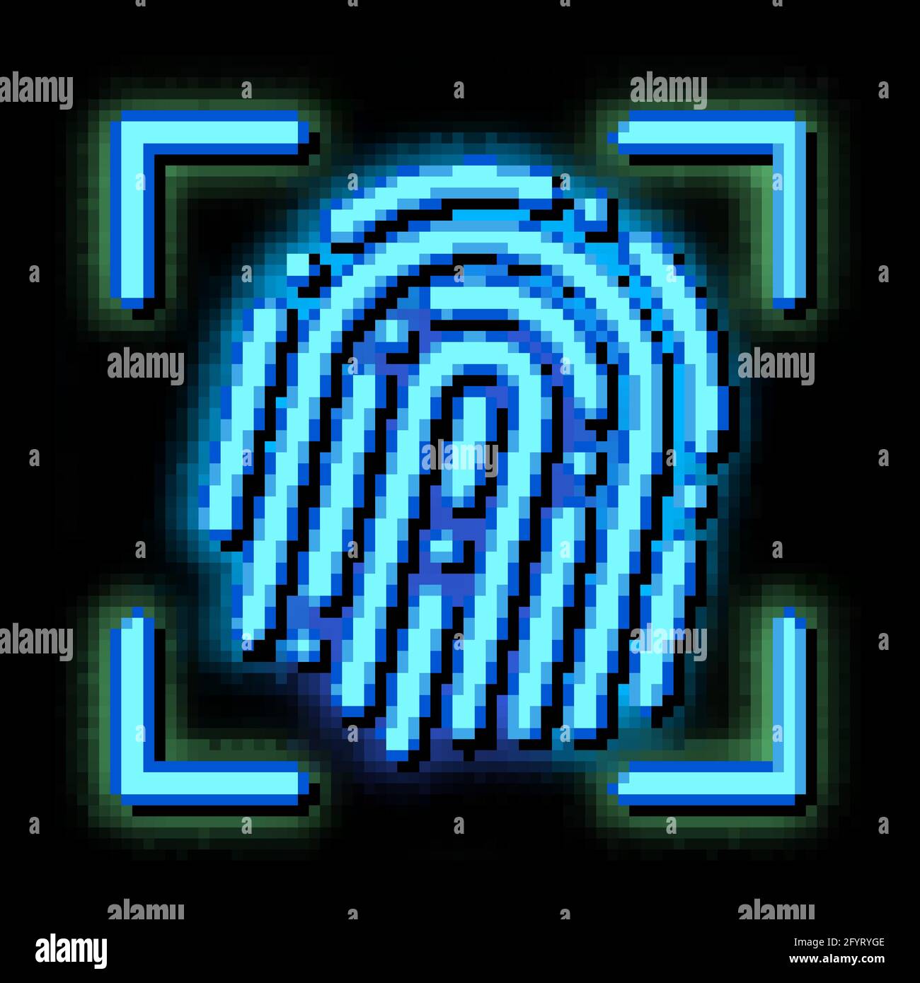 Fingerprint Dactylogram Scanner neon glow icon illustration Stock ...