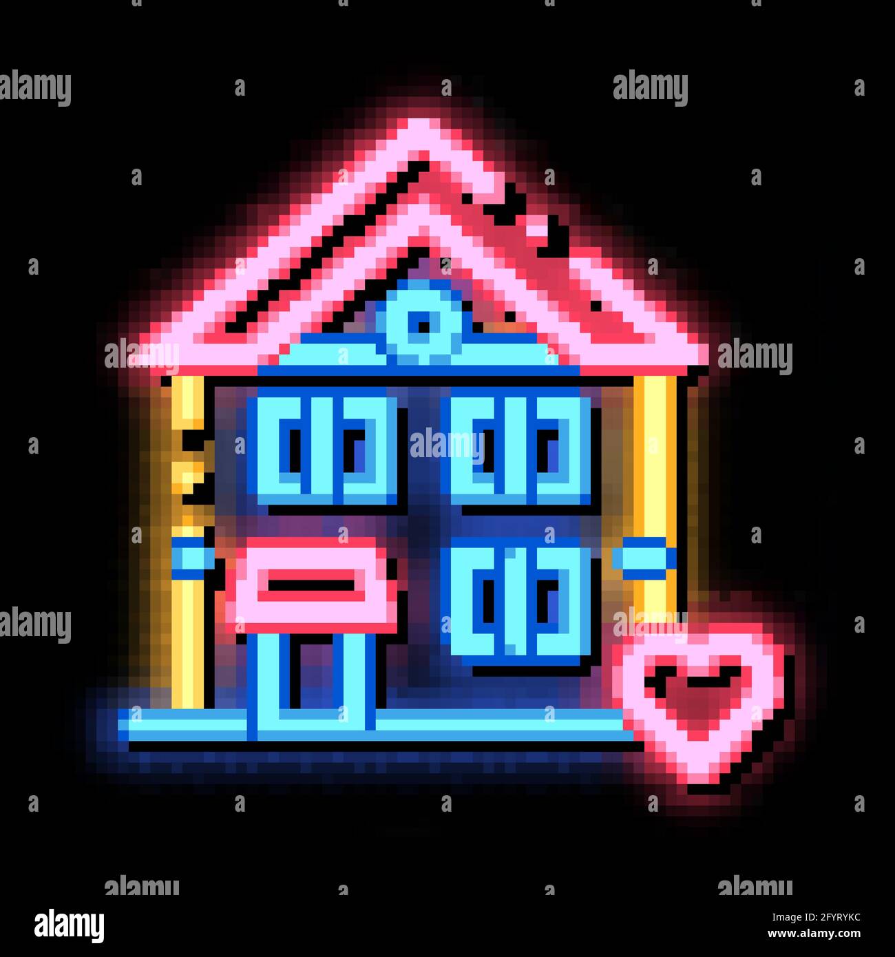 Building House Living Home neon glow icon illustration Stock Vector ...
