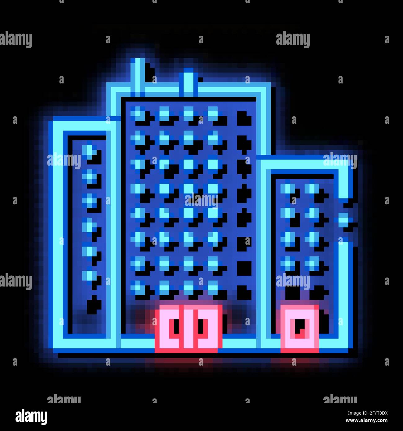 Tenement House Skyscraper neon glow icon illustration Stock Vector ...