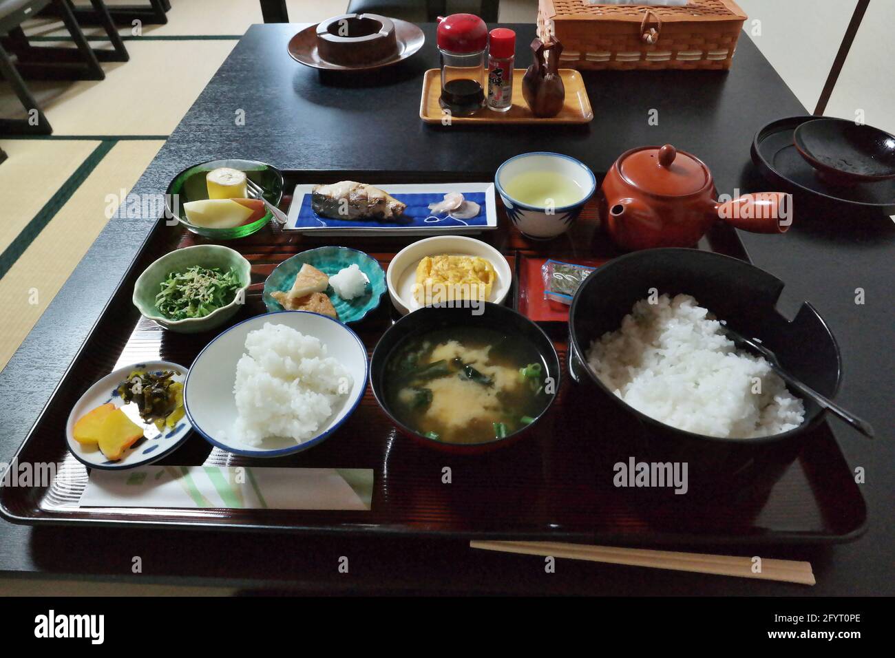 Fresh breakfast in a Japanese ryokan Stock Photo - Alamy