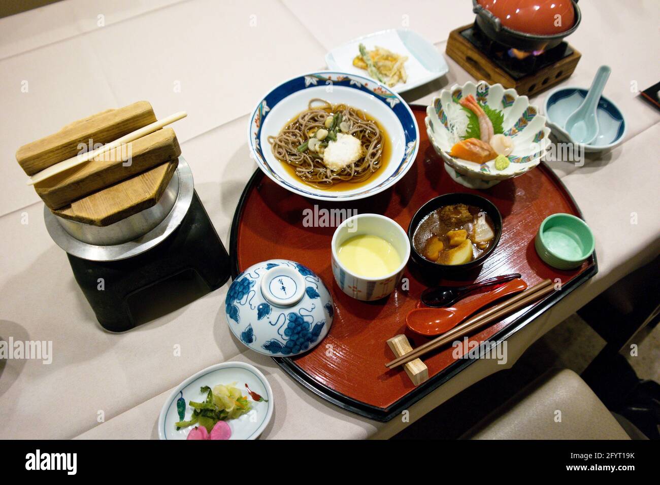 Amazing Japanese washoku dinner in a ryokan Stock Photo - Alamy