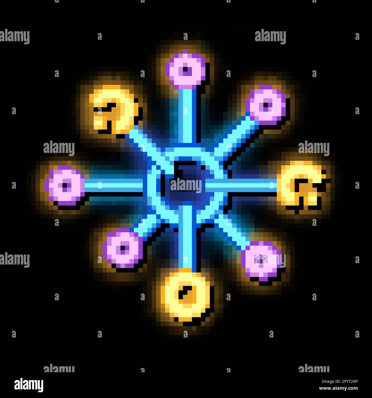 Microscopic Bacterium Germ neon glow icon illustration Stock Vector ...