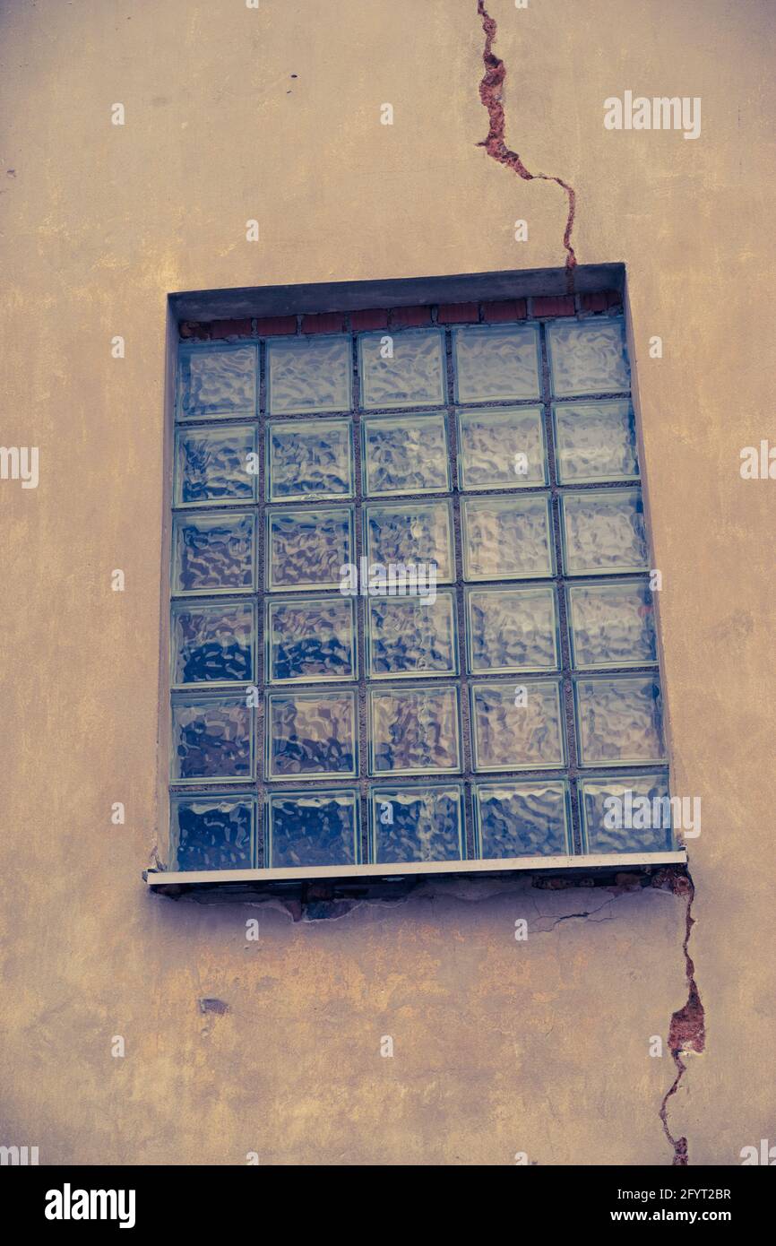 A low angle shot of the blue big old window Stock Photo - Alamy