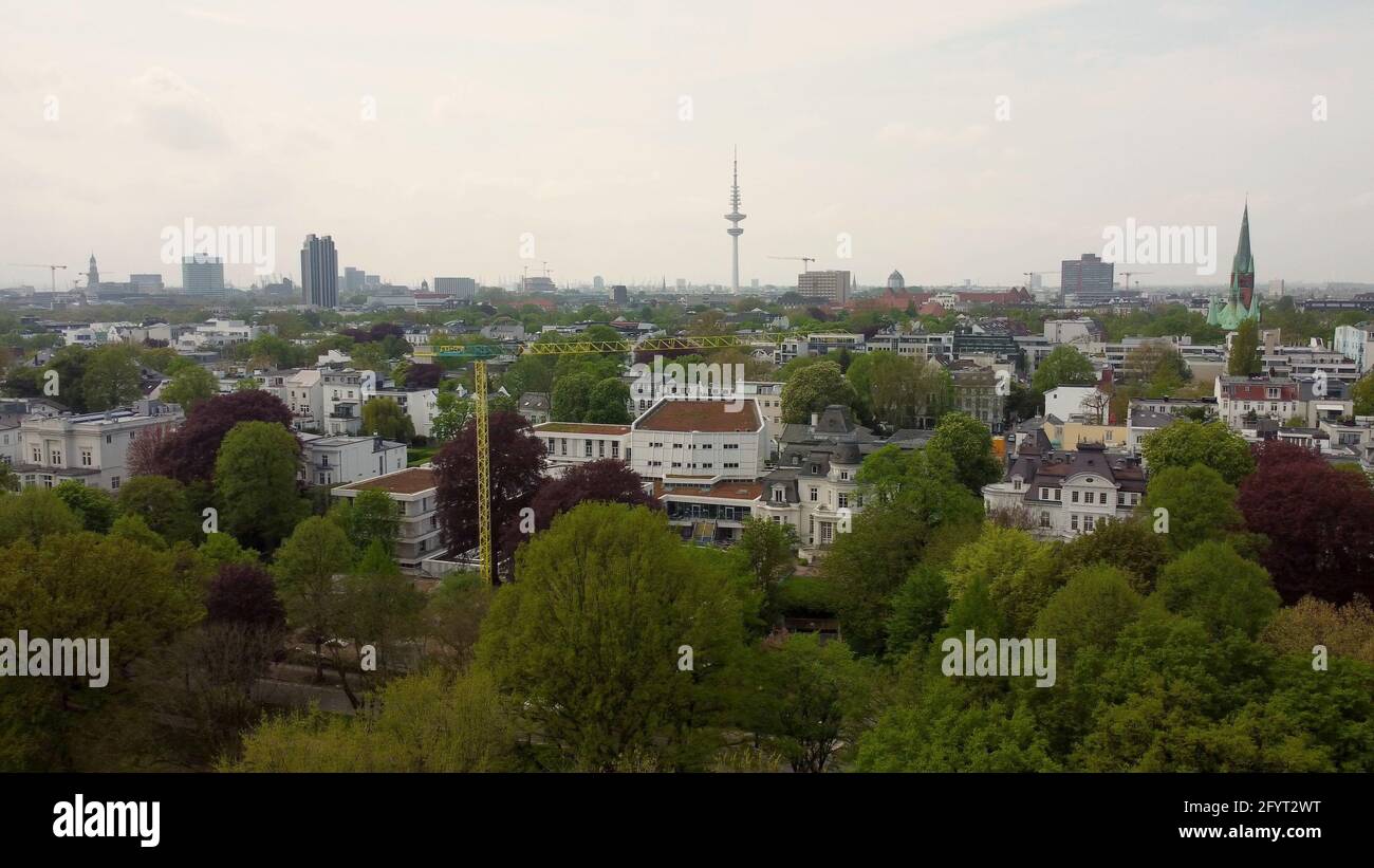 Alster Park at River Alster Lake in Hamburg from above Stock Photo - Alamy
