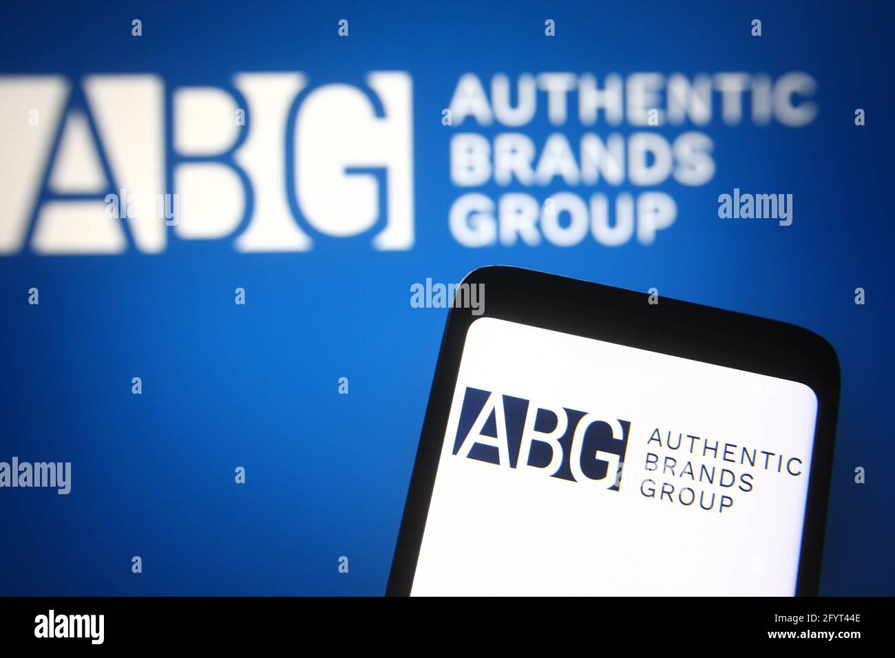 In this photo illustration, Authentic Brands Group (ABG) logo seen on a ...