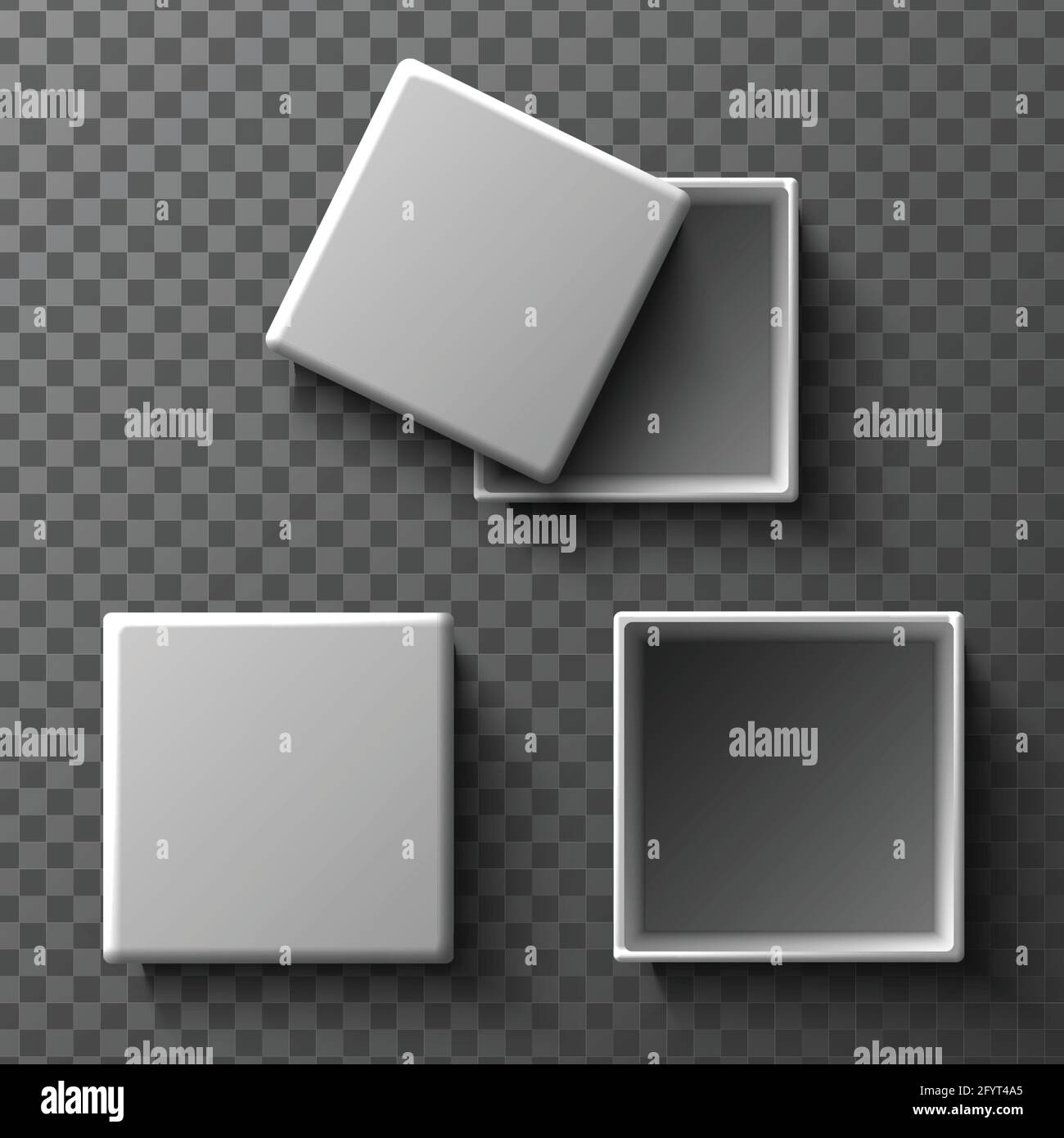 3d realistic vector mock up white boxes with and without cover ...