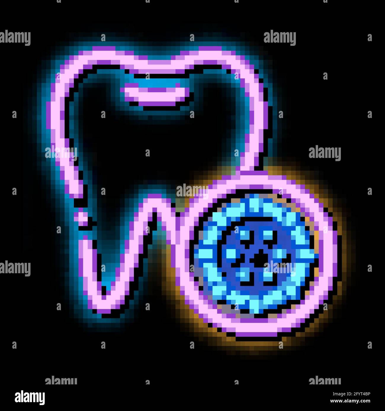 Bacteria Germ And Tooth neon glow icon illustration Stock Vector Image ...