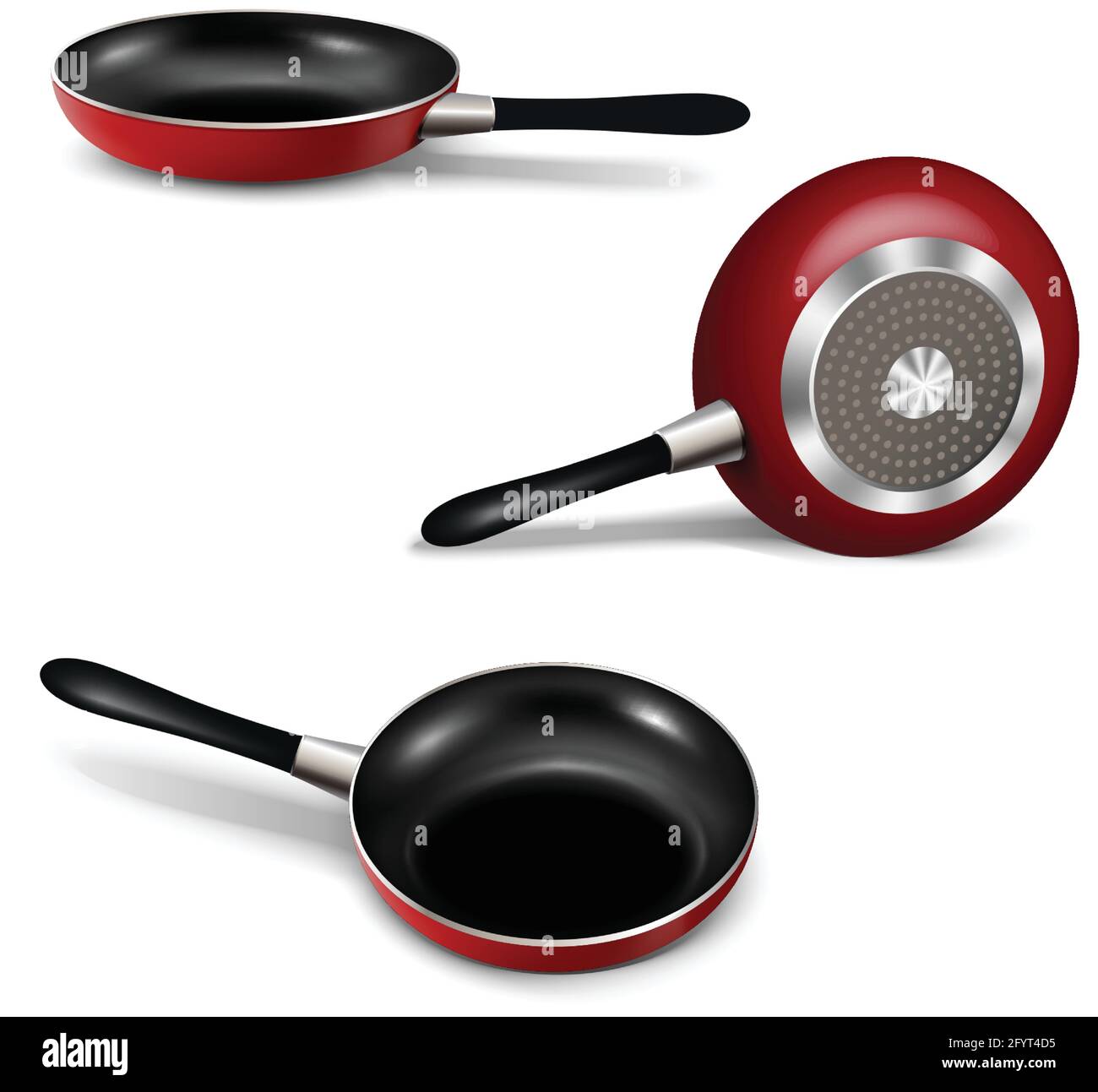 3d realistic vector collection of pan for frying. Isolated on white ...