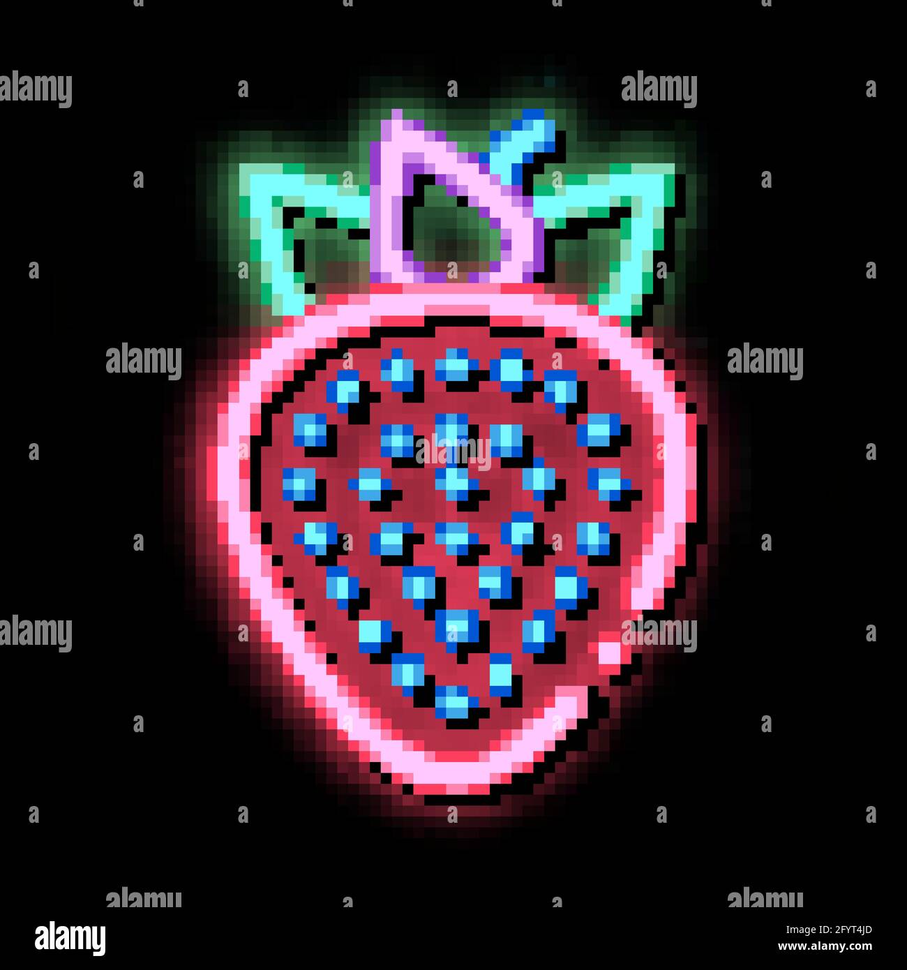 Healthy Food Fruit Strawberry neon glow icon illustration Stock Vector ...