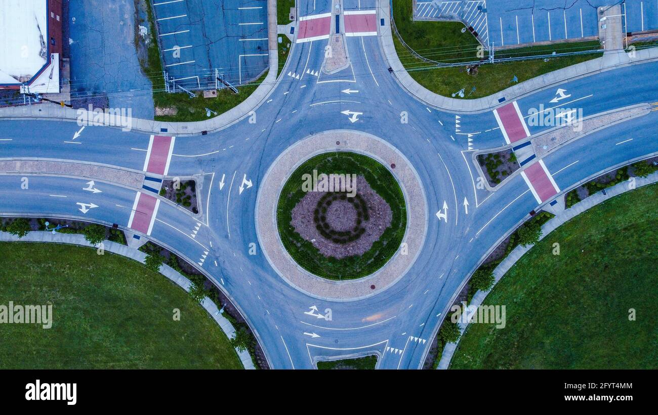 A top view of a roundabout street in Winston-Salem, USA Stock Photo - Alamy