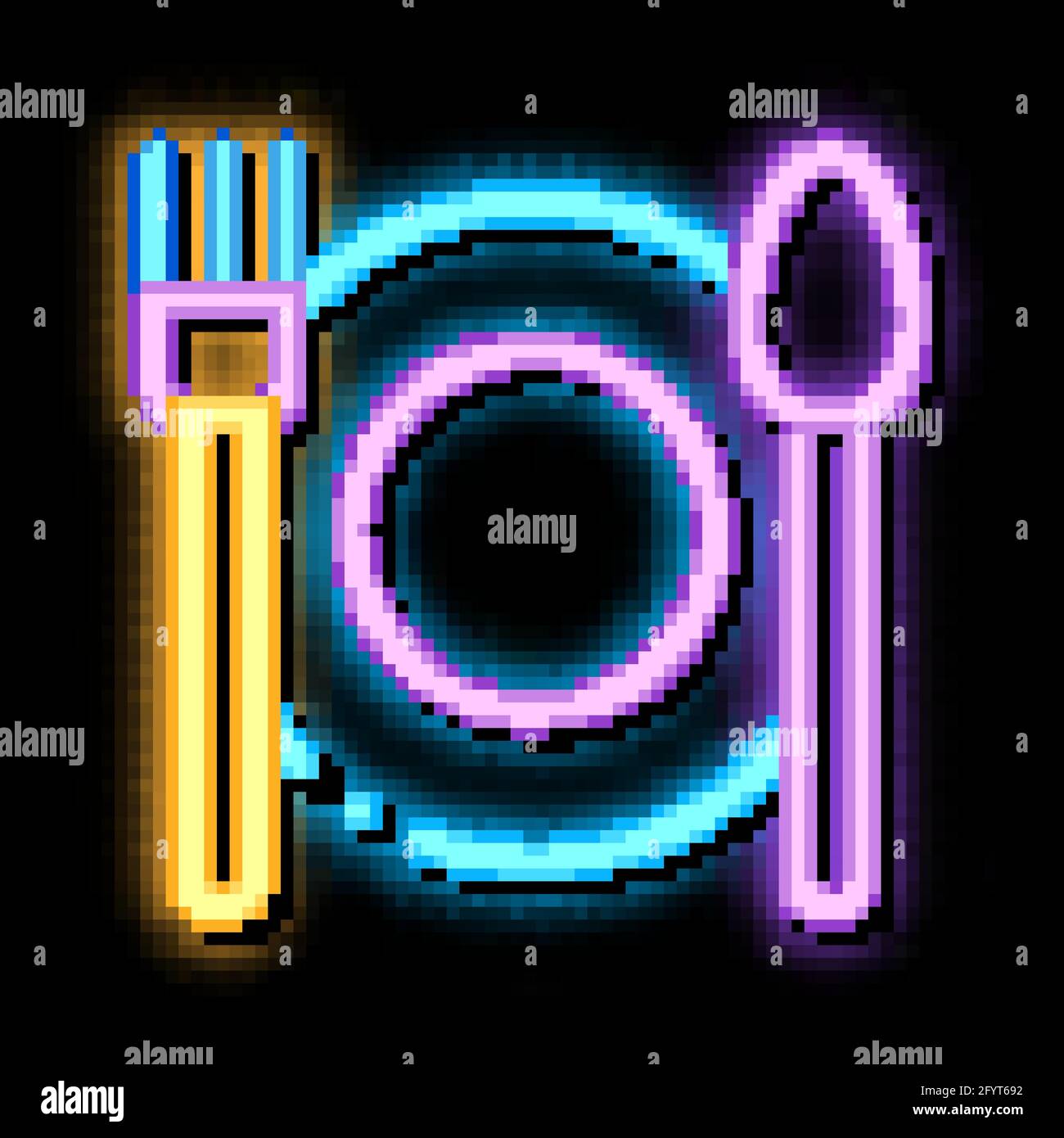 Plate Fork And Spoon neon glow icon illustration Stock Vector Image ...