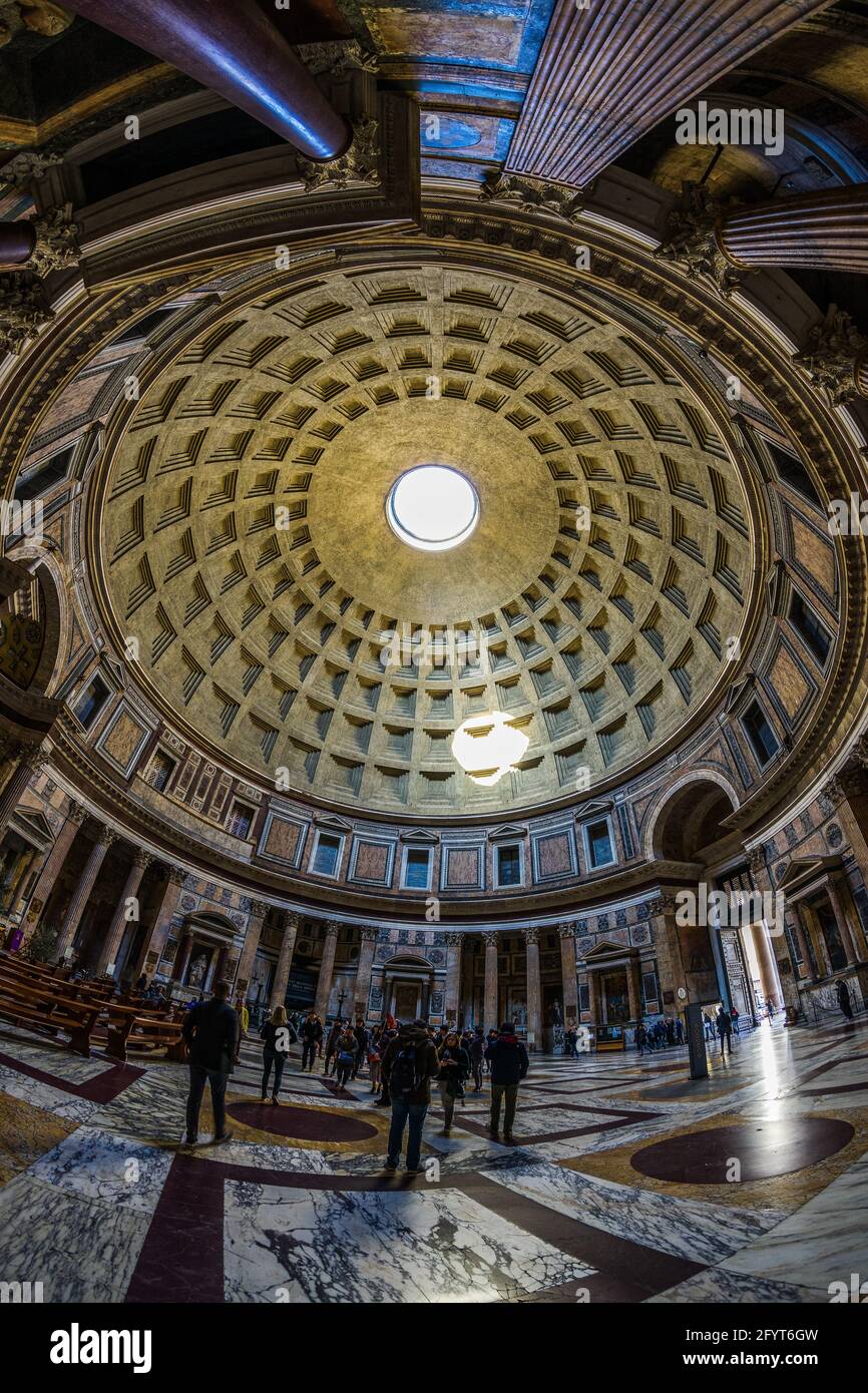 The interior decoration of Pantheon in Rome Stock Photo - Alamy