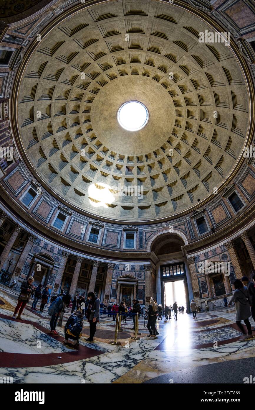 The interior decoration of Pantheon in Rome Stock Photo - Alamy