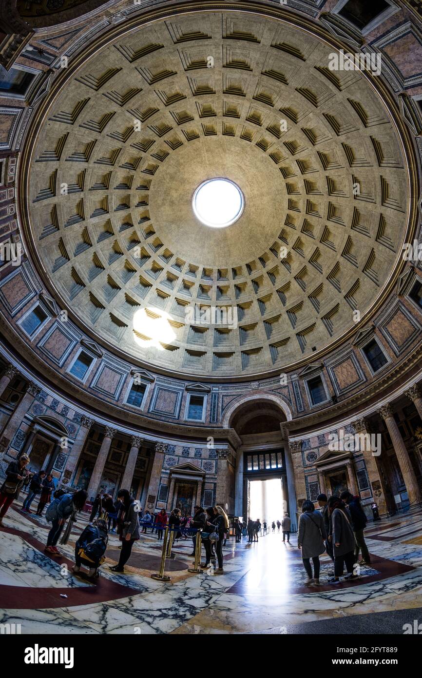 The interior decoration of Pantheon in Rome Stock Photo - Alamy