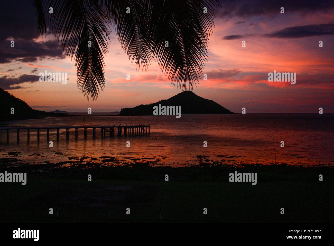 The beautiful background of island at red sunset Stock Photo - Alamy