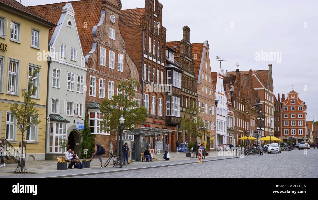 Beautiful old buildings in the historic city of Luneburg Germany ...