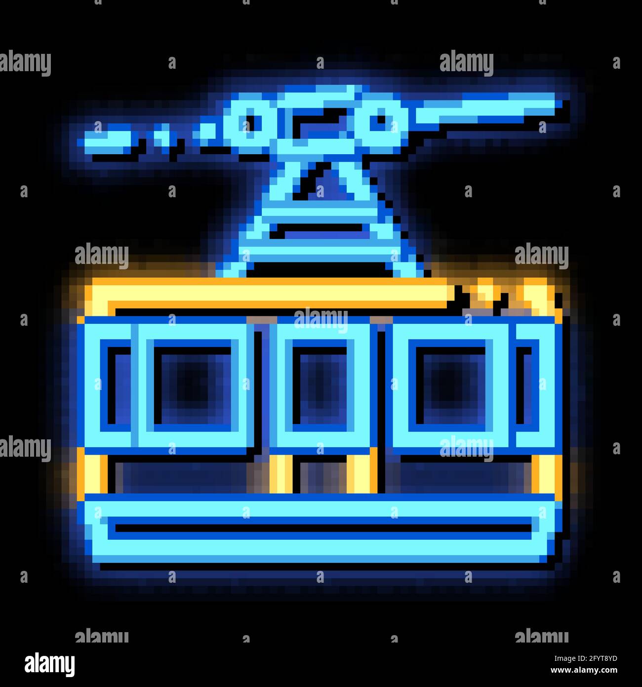 Public Transport Aerial Lift neon glow icon illustration Stock Vector ...