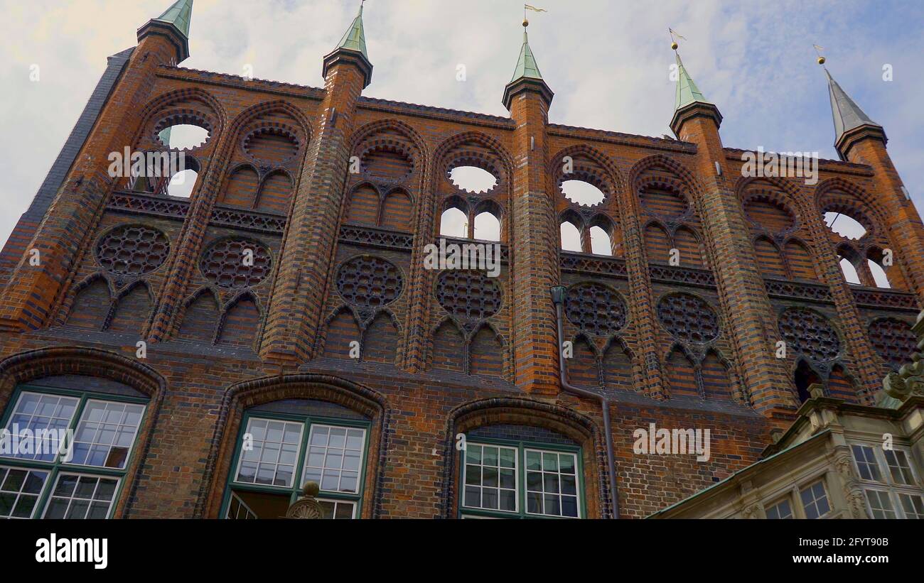 Beautiful historic buildings in the city center of Lubeck Stock Photo ...
