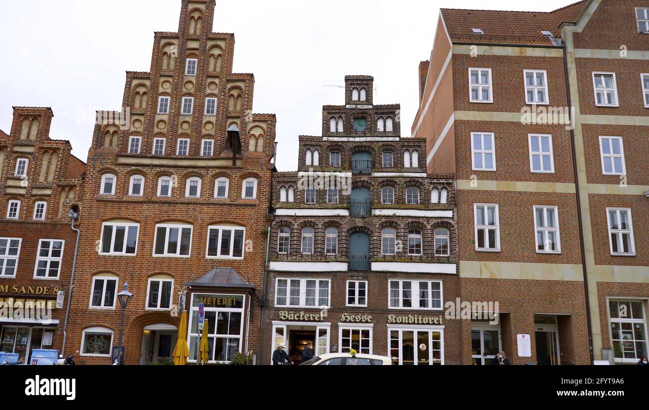 Beautiful old buildings in the historic city of Luneburg Germany Stock ...