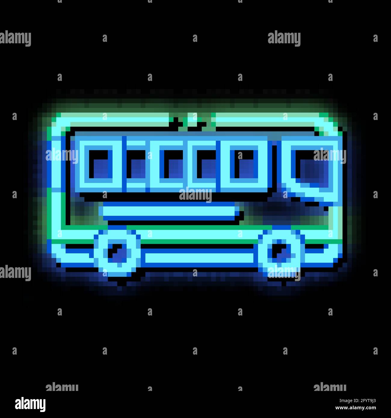 Public Transport Inter-city Bus neon glow icon illustration Stock ...