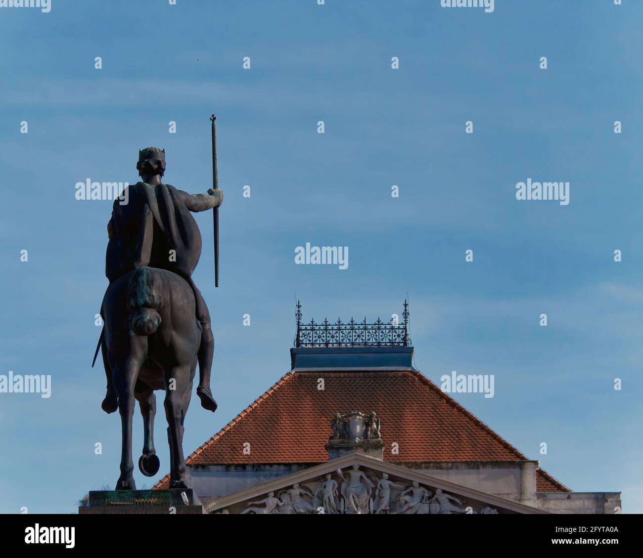 The famous monument to Tsar Kaloyan against the blue sky Stock Photo ...
