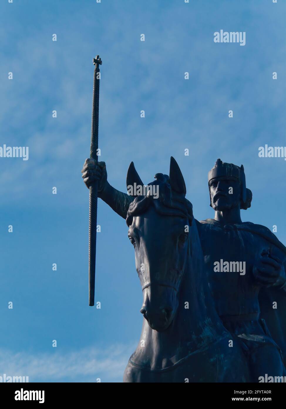 The famous monument to Tsar Kaloyan against the blue sky Stock Photo ...