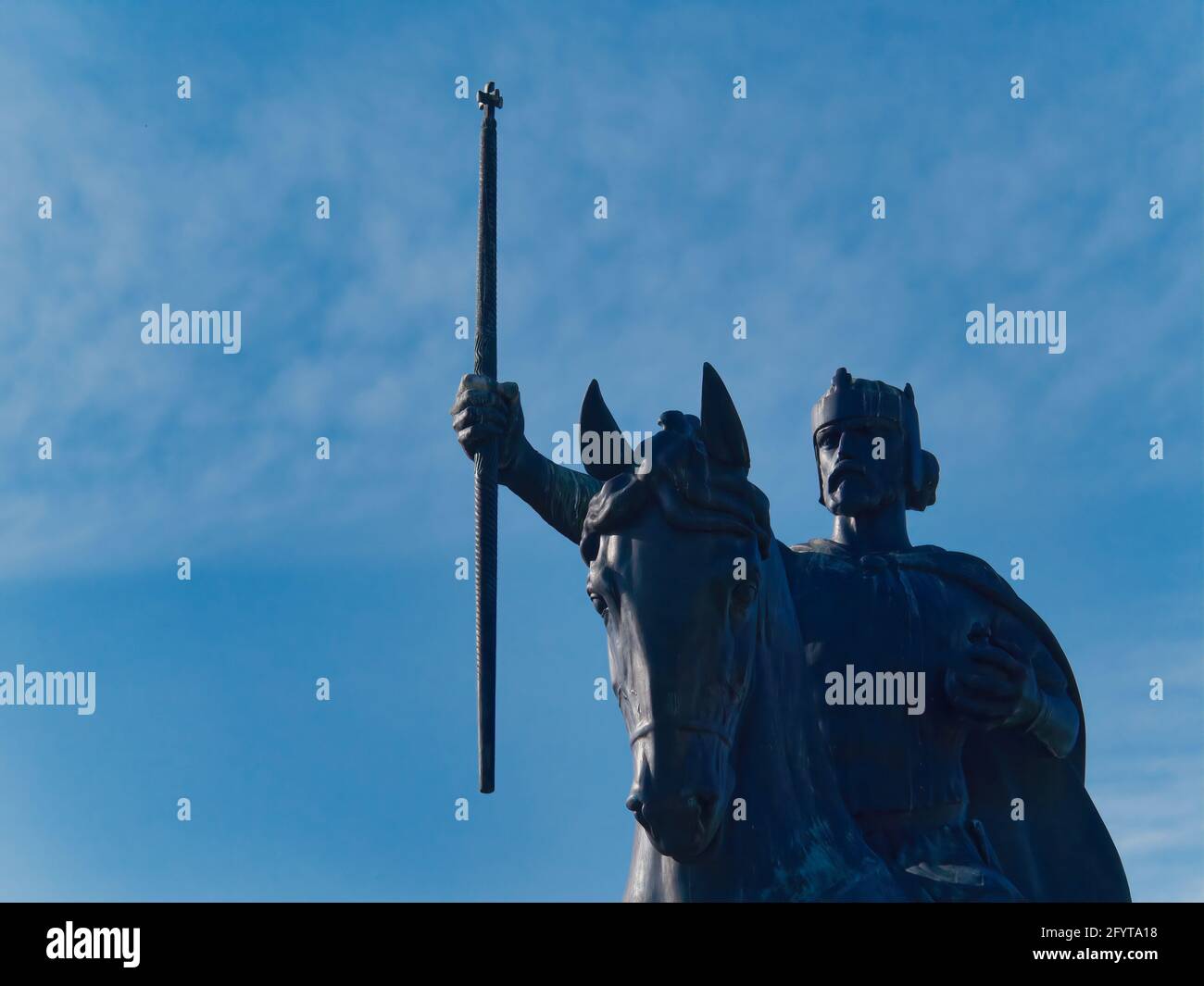 The famous monument to Tsar Kaloyan against the blue sky Stock Photo ...
