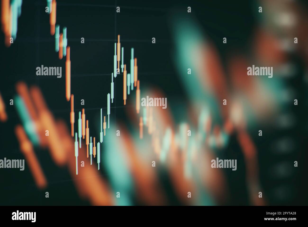 Abstract glowing blue forex chart background with bokeh circles Stock ...