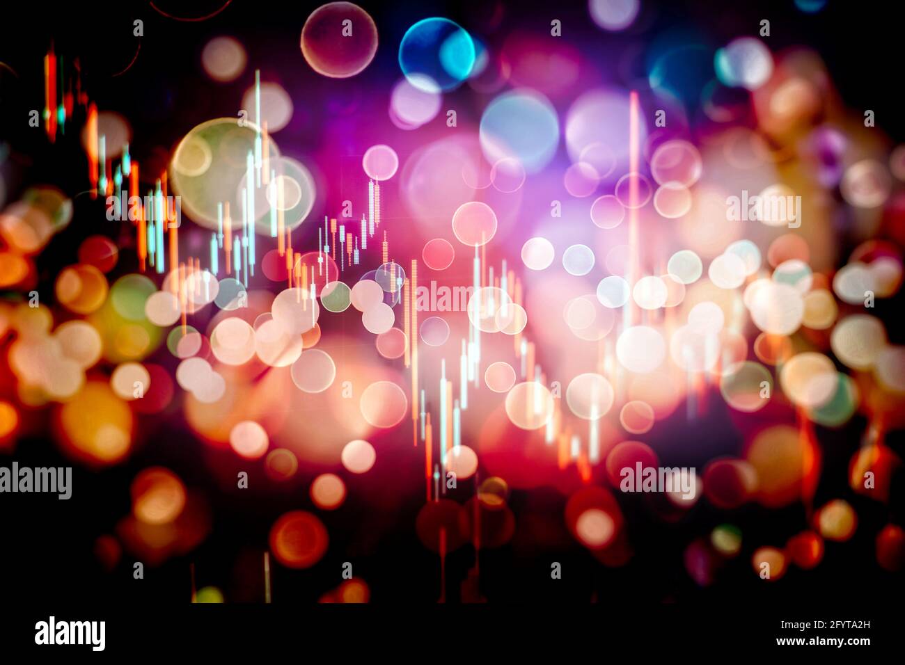 Charts of financial instruments with various type of indicators ...