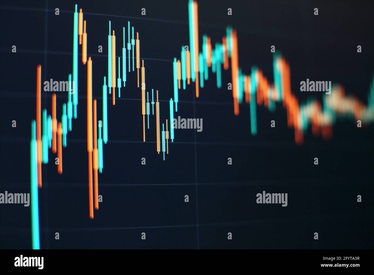 Abstract glowing blue forex chart background with bokeh circles Stock ...
