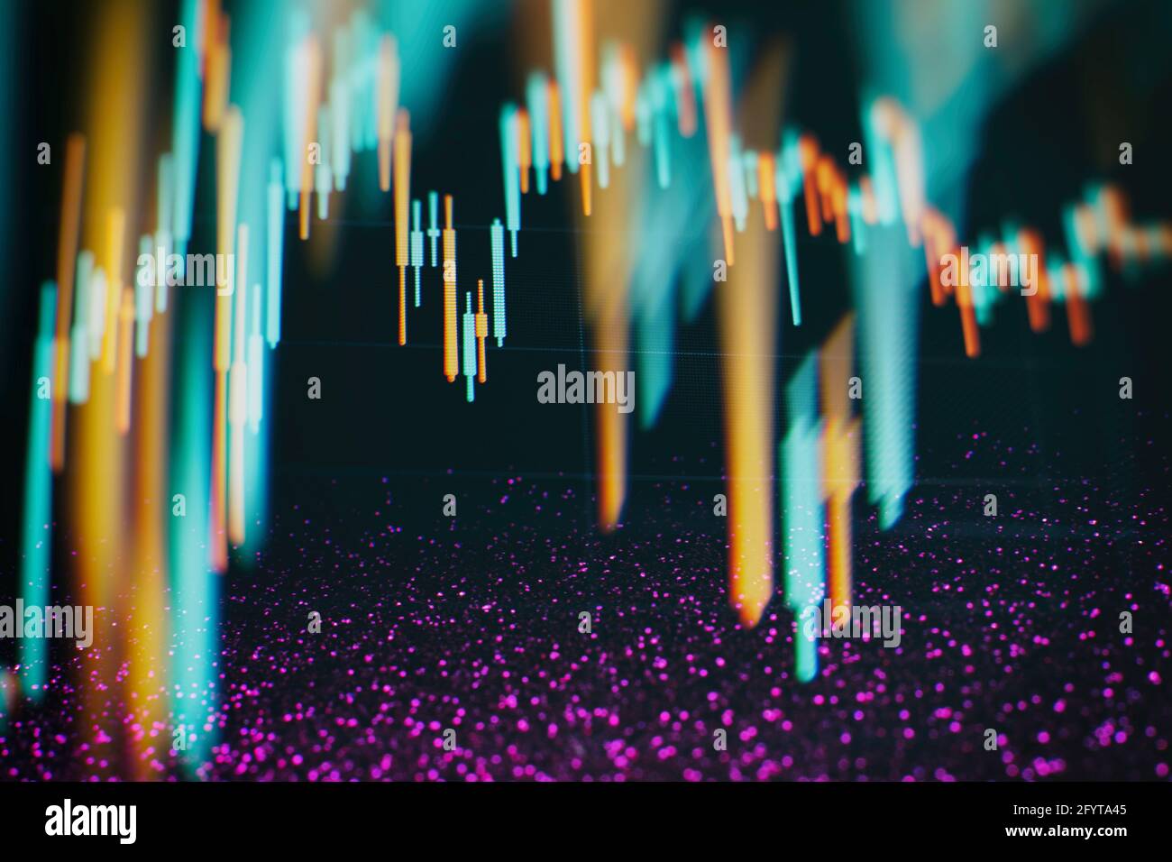 Abstract glowing blue forex chart background with bokeh circles Stock ...