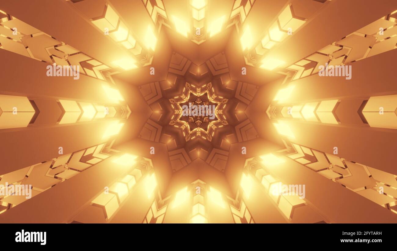 A 3D rendering of kaleidoscopic futuristic wallpaper in vibrant brown ...
