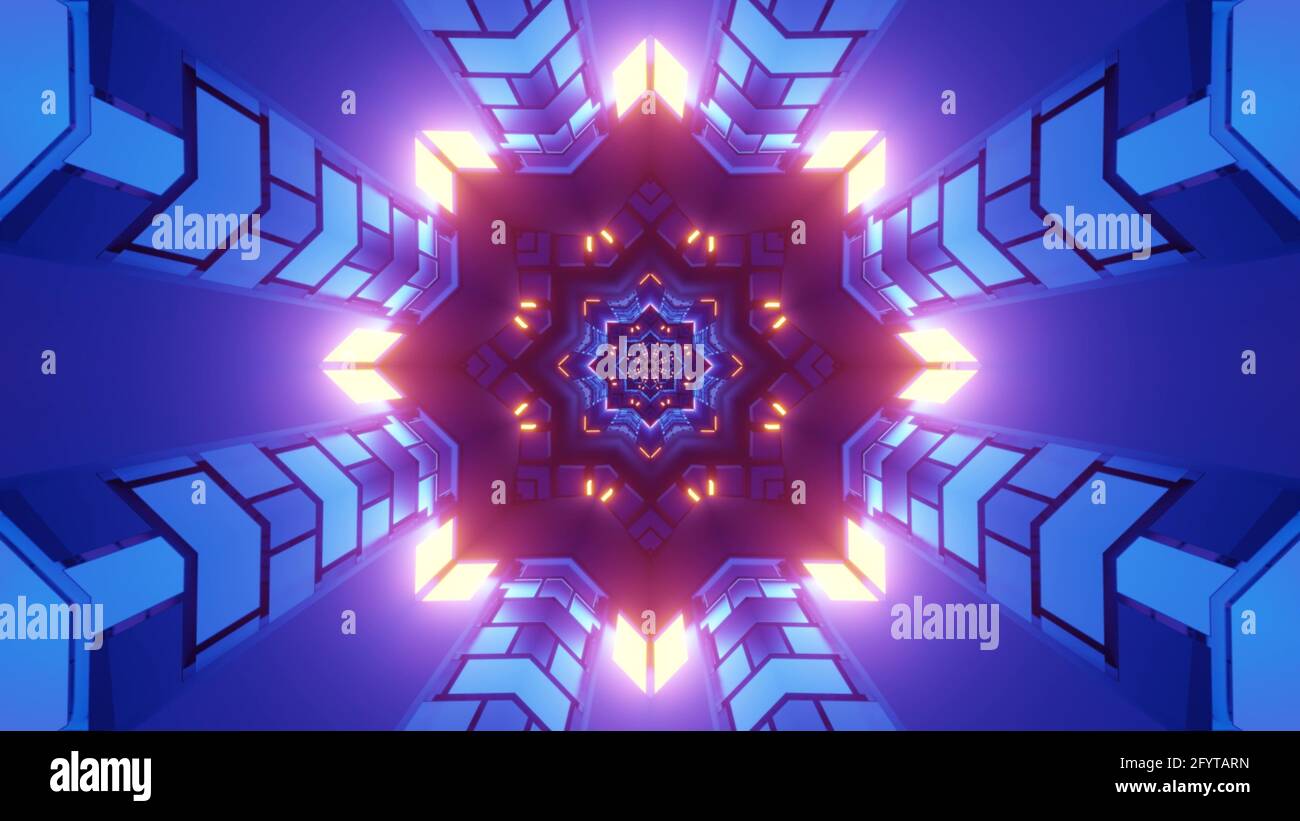 A 3D rendering of kaleidoscopic futuristic wallpaper in vibrant blue ...