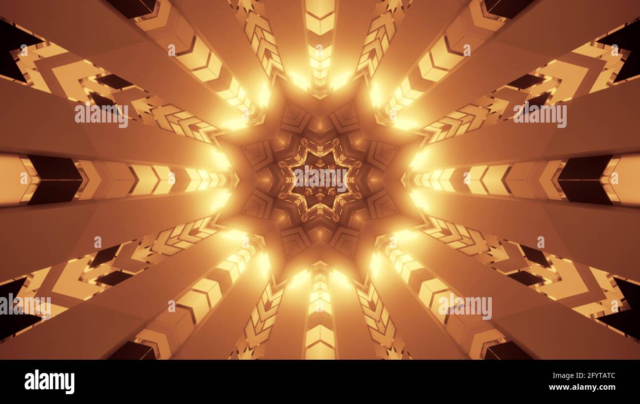 A 3D rendering of kaleidoscopic futuristic wallpaper in vibrant brown ...