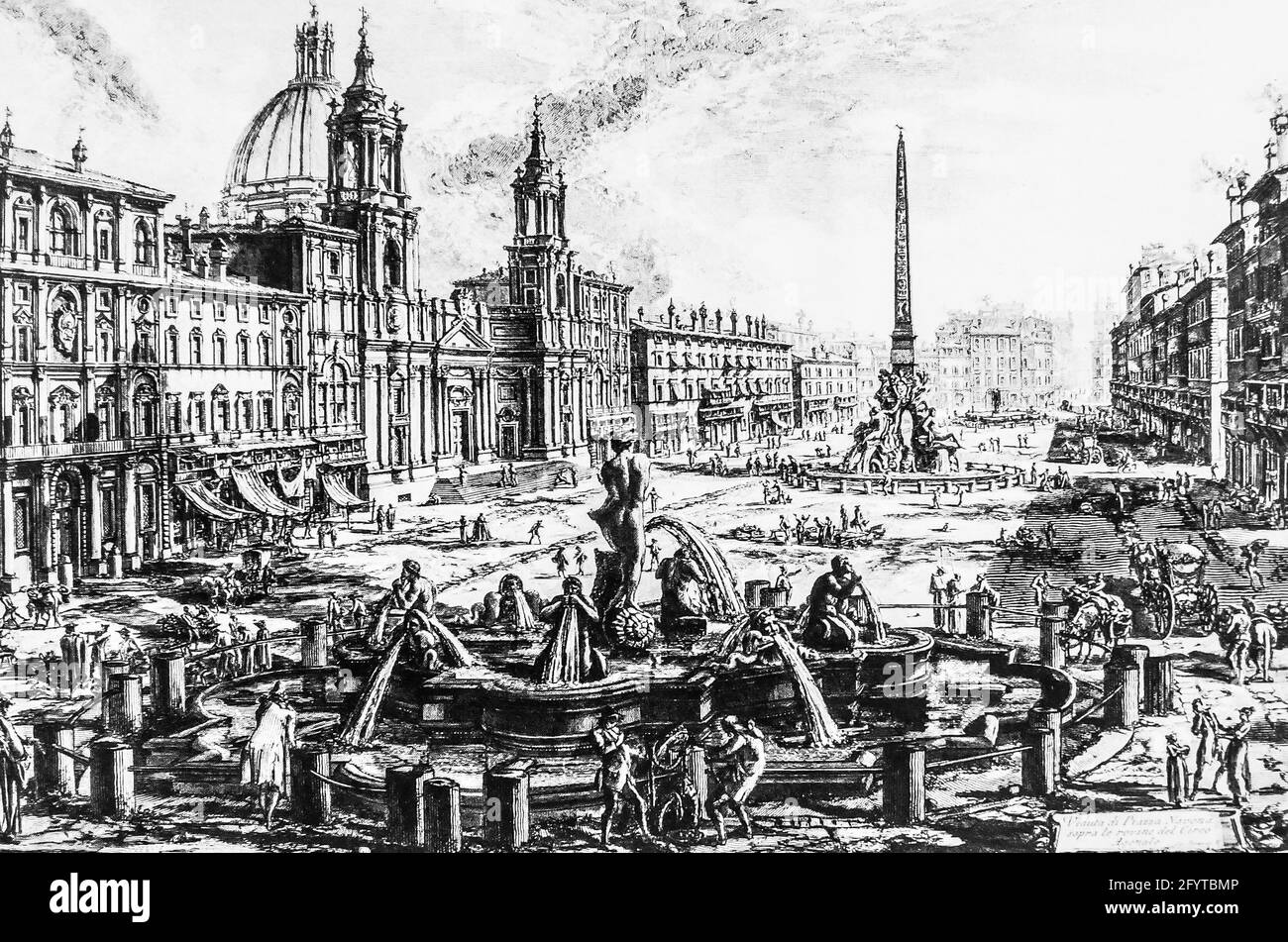 ancient Roman engraving of the Piazza Navona Stock Photo - Alamy