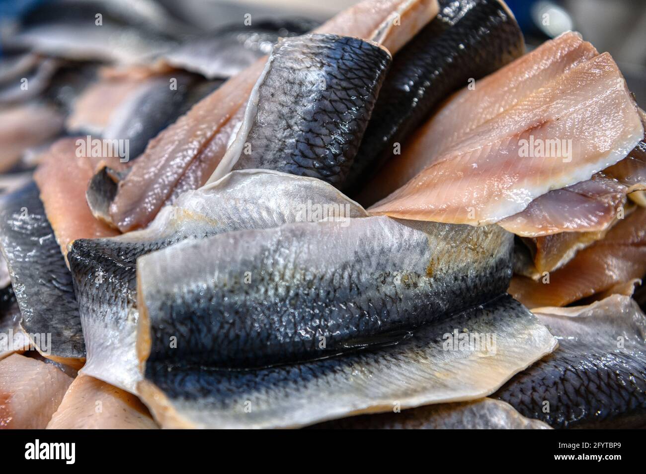 Fillet of Atlantic herring. Fillet with skin Stock Photo - Alamy