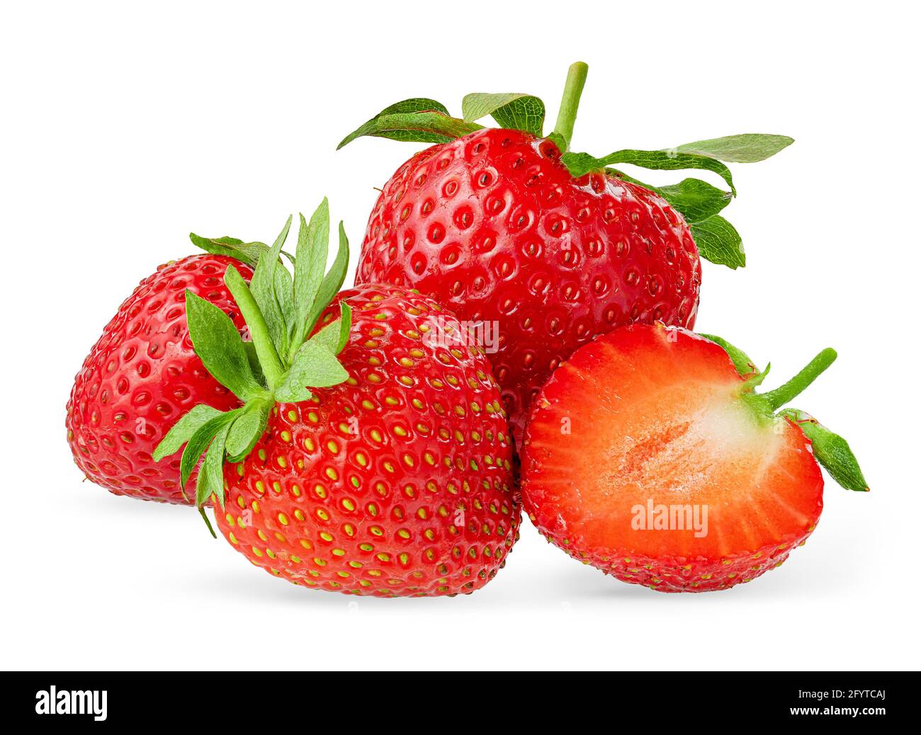 Heap of red strawberries isolated on white background with clipping ...