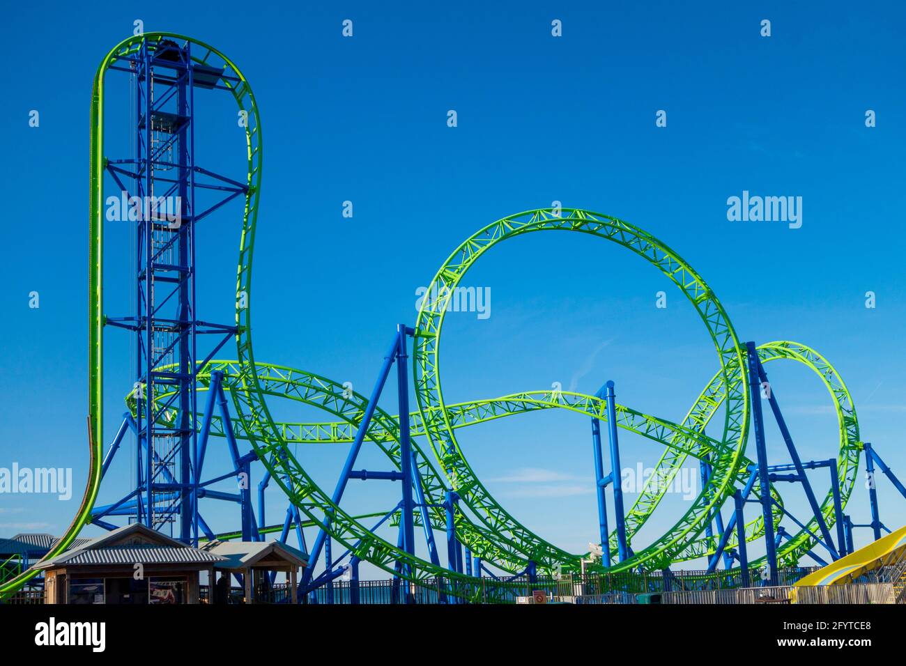 Summer boardwalk festival beach carnival rides and entertainment Stock ...