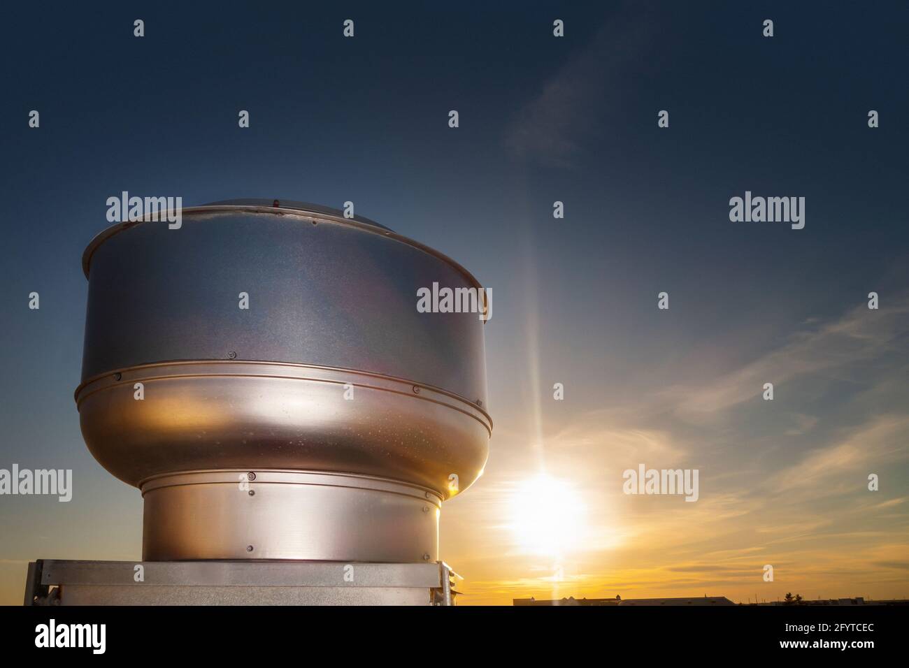 Air conditioning sheet metal vent stack on rooftop Stock Photo - Alamy